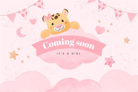 수채화 아기 소녀 배경 무료 벡터