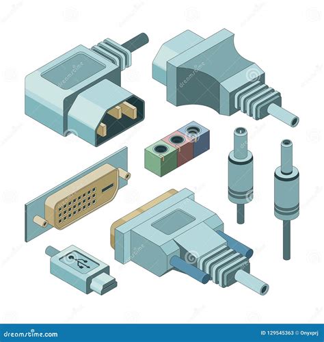 Set Of Computer Connectors Or Usb Universal Connector Symbols Or Various Usb Plug Connector Mini