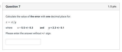 Solved Calculate The Value Of The Error With One Decimal Chegg