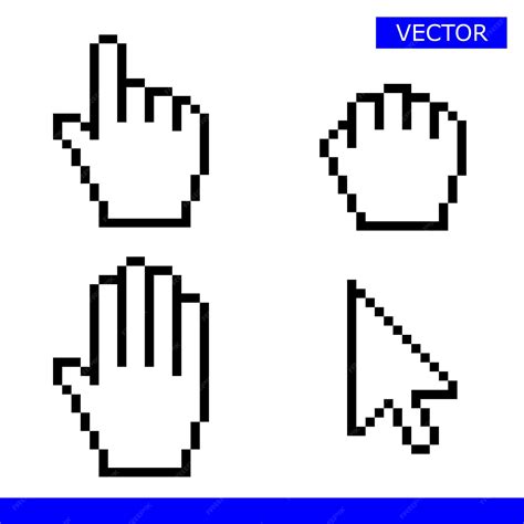 Premium Vector Pixel Mouse Hand Cursor Icon Vector Illustration