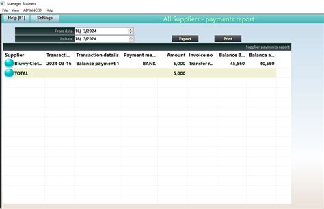 All Supplier Payments Report Managex Manual