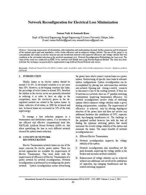 Network Reconfiguration Pdf Electric Power Transmission