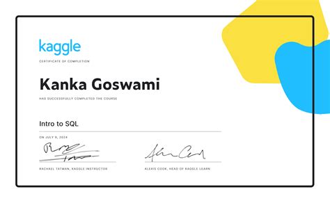 kanka goswami completed the intro to sql course on kaggle