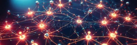 Abstract 3d Neural Network With Glowing Connections Between Nodes Stock Illustration