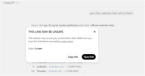 Chatgpt Sparks Debate Over This Link Maybe Unsafe Warning Before Opening X Insider Paper
