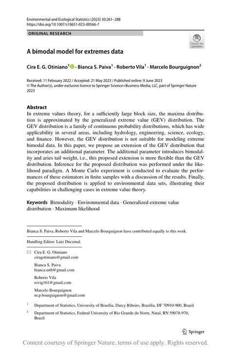 A Bimodal Model For Extremes Data Request Pdf