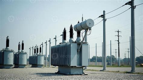 A Transformer At An Electrical Substation Transmission Of Electricity