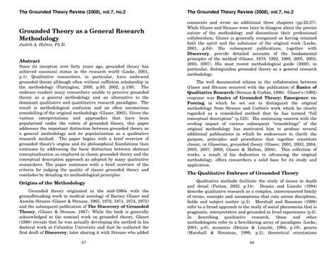 Pdf Grounded Theory As A General Research Methodology