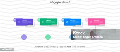 4단계가 있는 벡터 인포그래픽 화살표 템플릿입니다 웹 디자인 타임 라인 다이어그램 차트 그래프 비즈니스 프리젠 테이션에 사용할 수 있습니다 스톡 일러스트레이션 0명에 대한