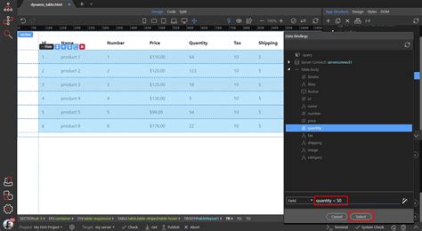Wappler Documentation Set Table Row Background Color With Dynamic Value