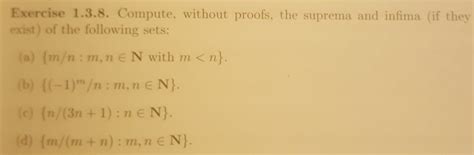 solved exercise 1 3 8 compute without proofs the suprema
