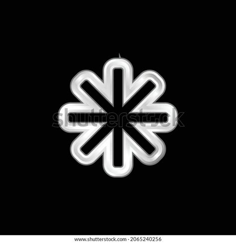 Asterisk Outline Silver Plated Metallic Icon Stock Vector Royalty Free