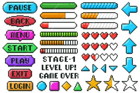 Premium Vector Pixel Game Menu Buttons Game 8 Bit Ui Controller