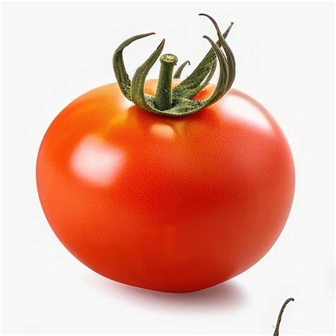 Premium Ai Image A Red Tomato Is On A White Background With A Green Stem