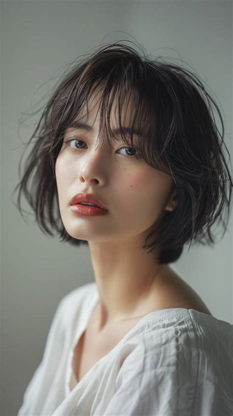 一位美麗的日本女性，光影自然，短髮清新