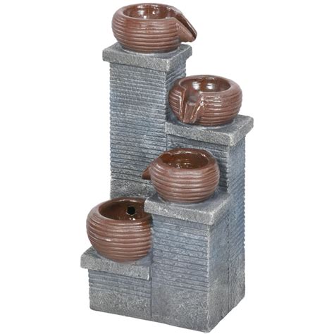 Outsunny Solar Powered Garden Water Feature With Led Lights And Pump 4
