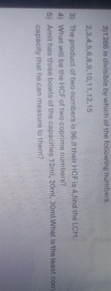 1266 Is Divisible By Which Of The Following Numbers 2 3 4 5 6 8 9