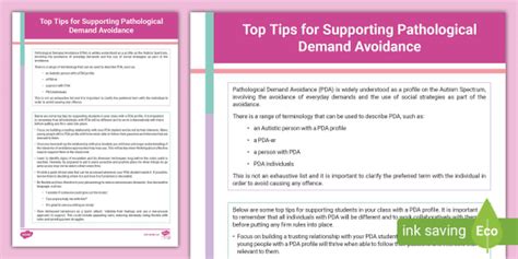 Pathological Demand Avoidance Tips Twinkl Pda