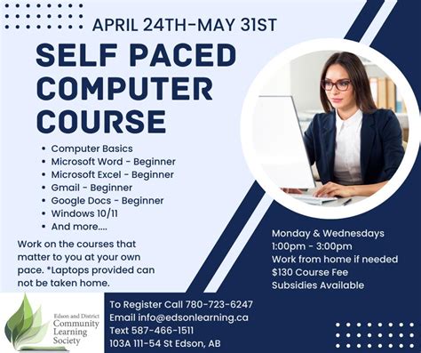 self paced computer course edson and district community learning