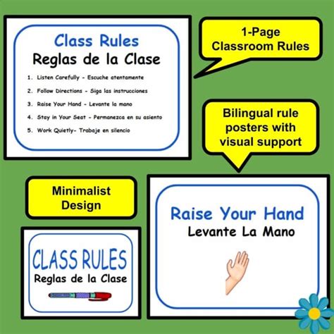 Bilingual Classroom Rules Posters English And Spanish Esl Dual