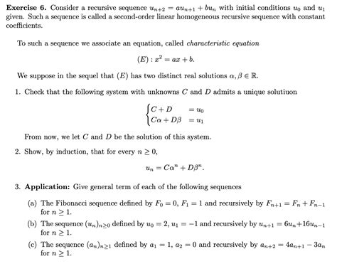 Solved Exercise Consider A Recursive Sequence Un Chegg