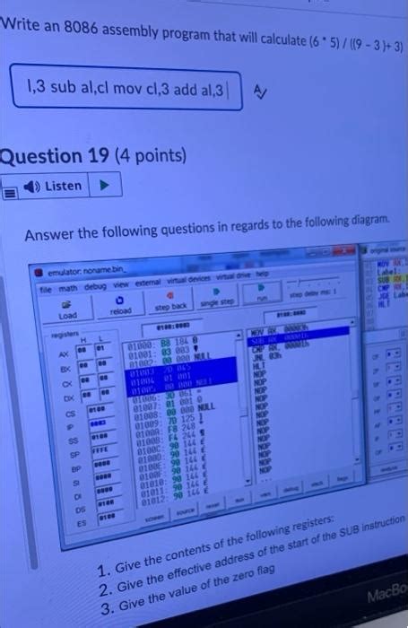 solved write an 8086 assembly program that will calculate