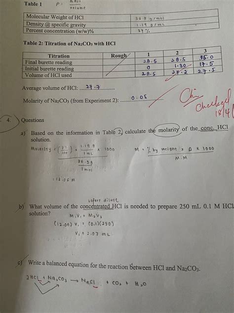 calculate the concentration of hcl solution using stoichiometric ratio