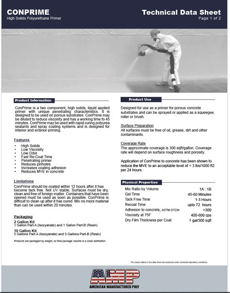 ConPrime Polyurethane Primer Technical Data Sheet TDS Profoam Profoam