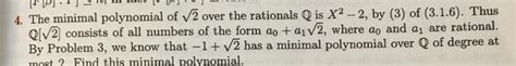 Solved 4. The minimal polynomial of 2 over the rationals Q | Chegg.com
