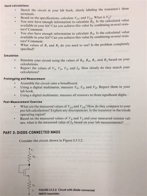 Solved PART 1 NMOS IN SATURATION MODE Consider The Circuit Chegg Com