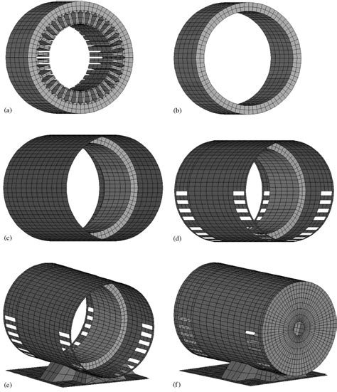 finite element structural models a the actual stator model b a