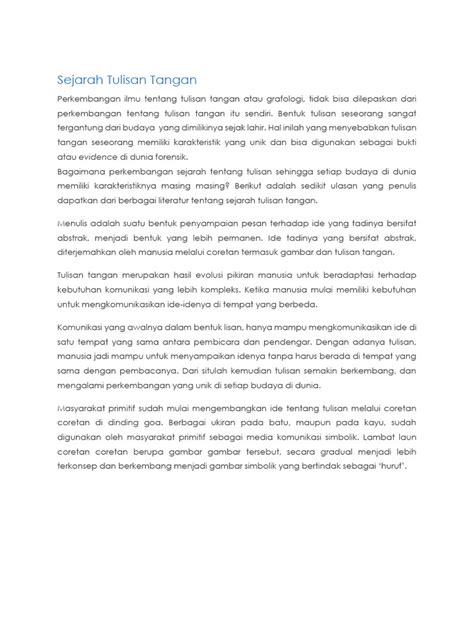 Sejarah Perkembangan Tulisan Tangan Pdf