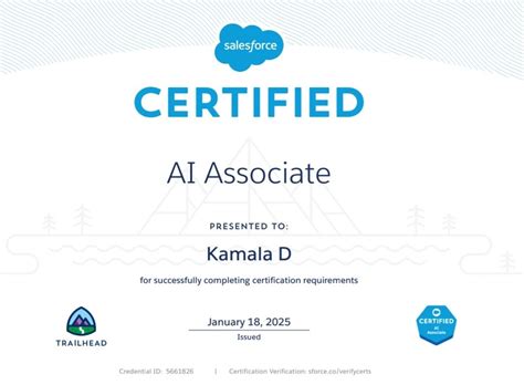 Salesforcecertified Ai Trailhead Aiassociate Kamala D 12 Comentarios