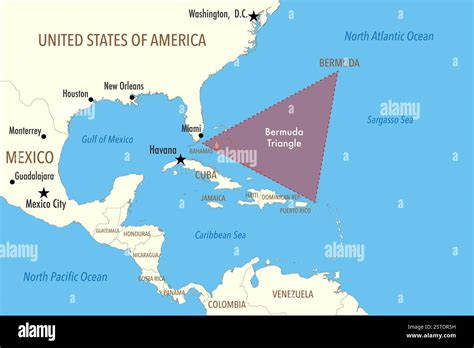 Map Of The Bermuda Triangle With Surrounding Countries Infographic