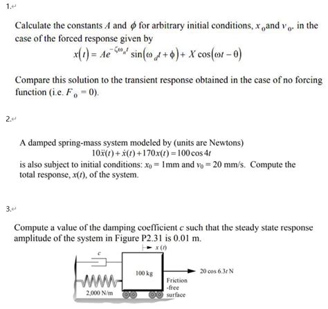 Solved Calculate The Constants A And ϕ For Arbitrary Initial