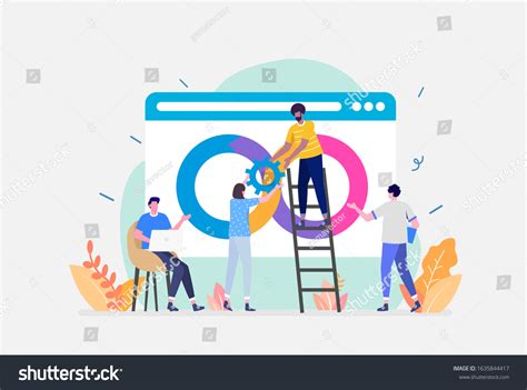 vector illustrationdevops programmer concept showing group stock vector