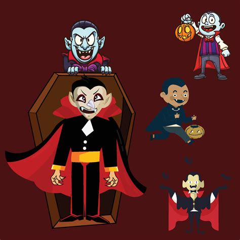 Vampire Cartoon Character In Cape Set Of Five Poses 11086232 Vector