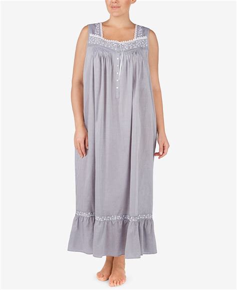 Eileen West Plus Size Cotton Chambray Ballet Nightgown Macys