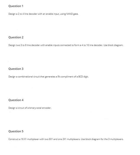 solved question 1 design a 2 to 4 line decoder with an