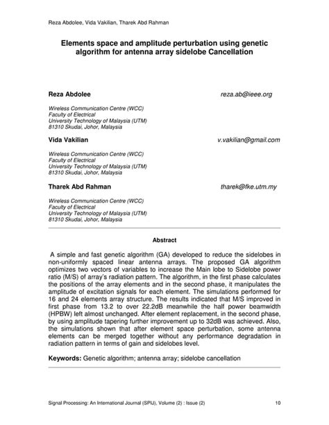 Elements Space And Amplitude Perturbation Using Genetic Algorithm For