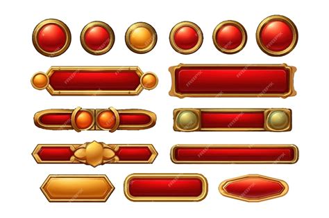 premium vector medieval buttons ui game menu elements red oblong