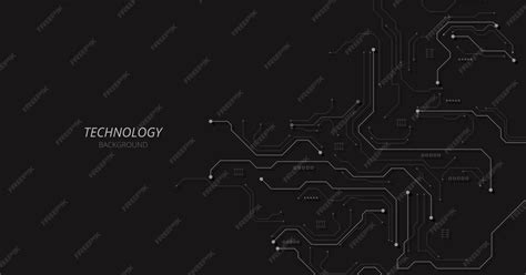 Premium Vector Grey Circuit Connection On Black Background Hightech Circuit Board Connection