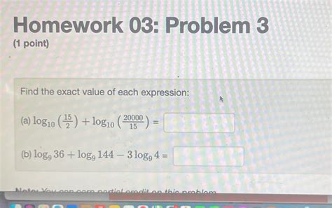 solved homework 03 problem 3 1 ﻿point find the exact value