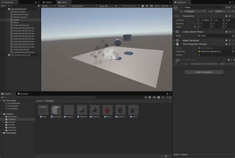 unity manual instantiate projectiles and explosions