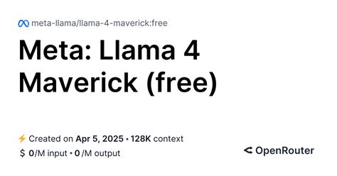 Meta Llama 4 Maverick Free Run With An Api Openrouter