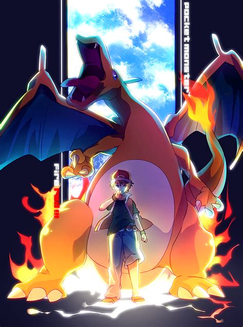 Red And Charizard Pokemon And 1 More Drawn By Kiminotomonari Danbooru