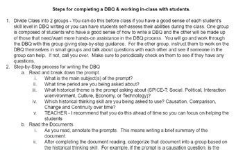 Teaching DBQ With Writing Template Modified DBQ Rubric TPT