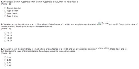 Solved If We Reject The Null Hypothesis When The Null Chegg