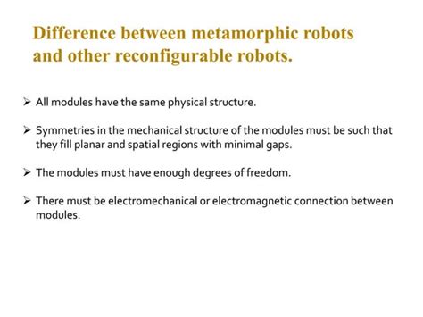 Metamorphic Robots Pptx Robotics Technology And Computing