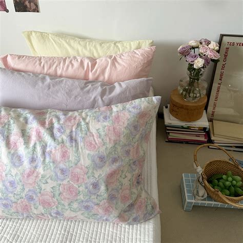 페르지아 페르지아 플라워 베개 커버 4color 심플 순면 핑크 옐로우 퍼플 미니멀 감성 침구 위시버킷